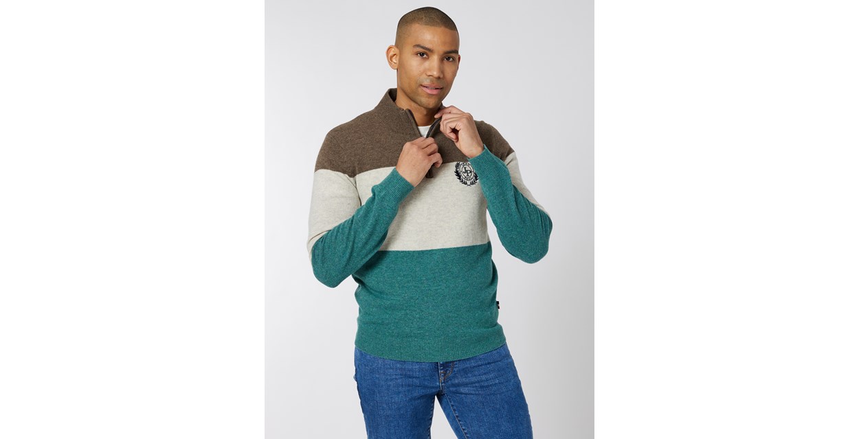 Lucien blokkstripet genser Colonial Blue | Jean Paul